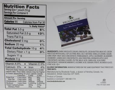 brookside chocolate covered blueberries nutrition